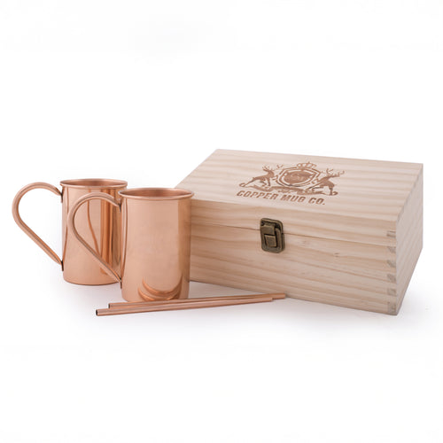 Gift Set of Two Copper Mugs in Wood Box – Copper Mug Co.